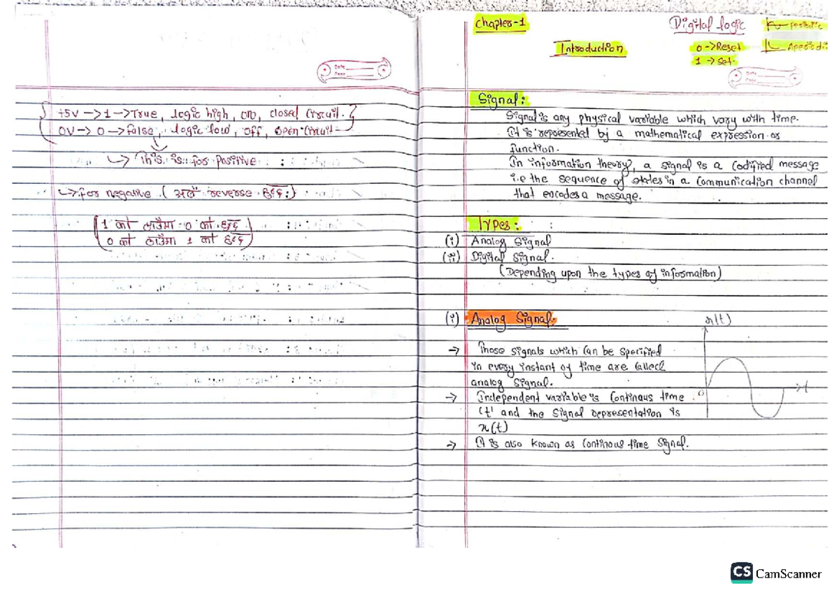 DL Notes: Digital Logic Concepts and Signal Types - Studocu