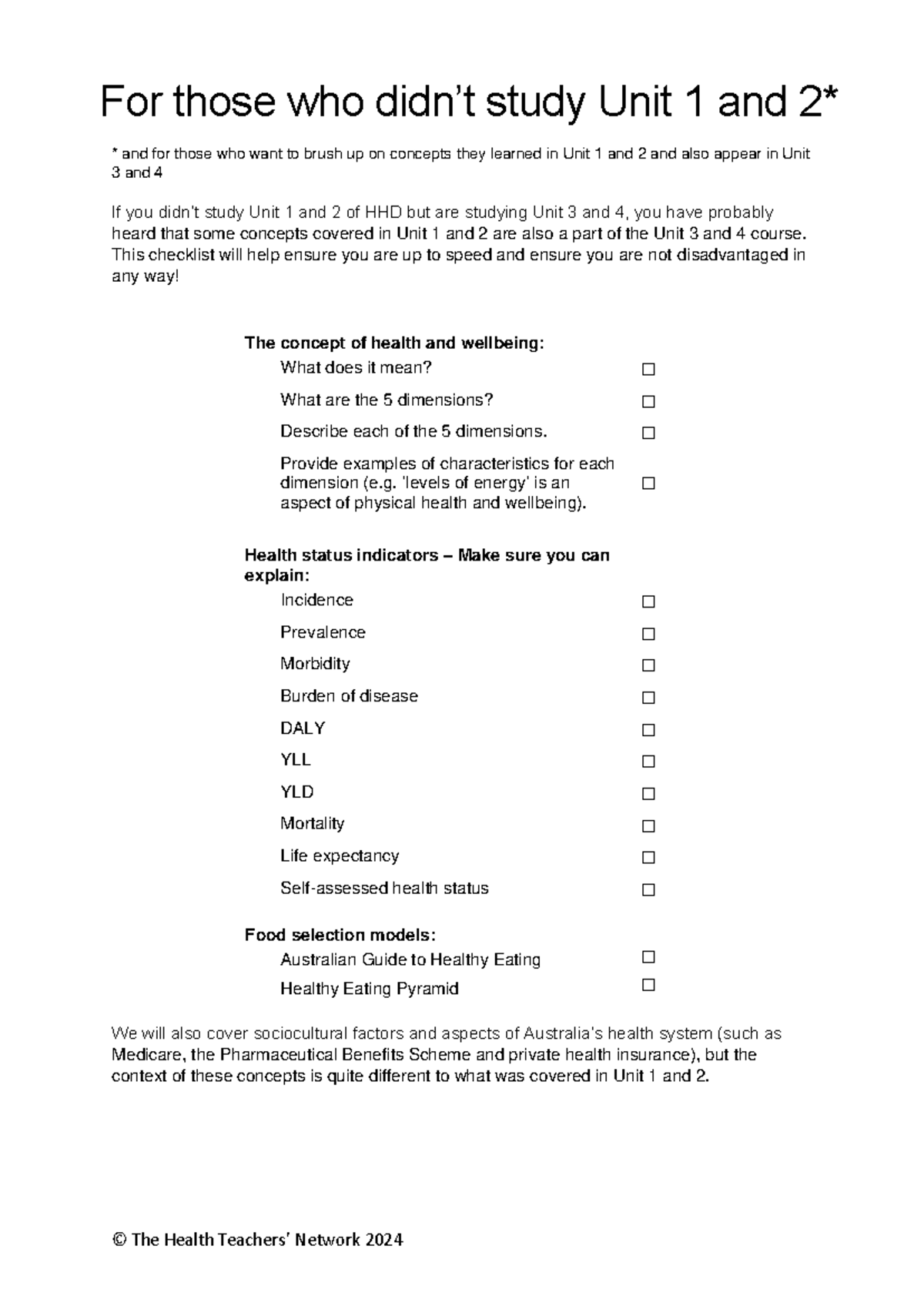 Unit 1 and 2 summary - For those who didn’t study Unit 1 and 2* * and ...