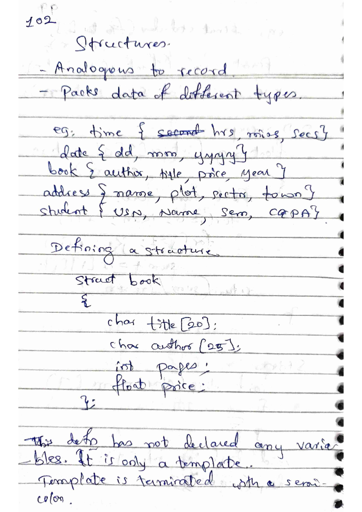 C Notes 100-109 - Introduction to c programming - pp 102 Structures ...