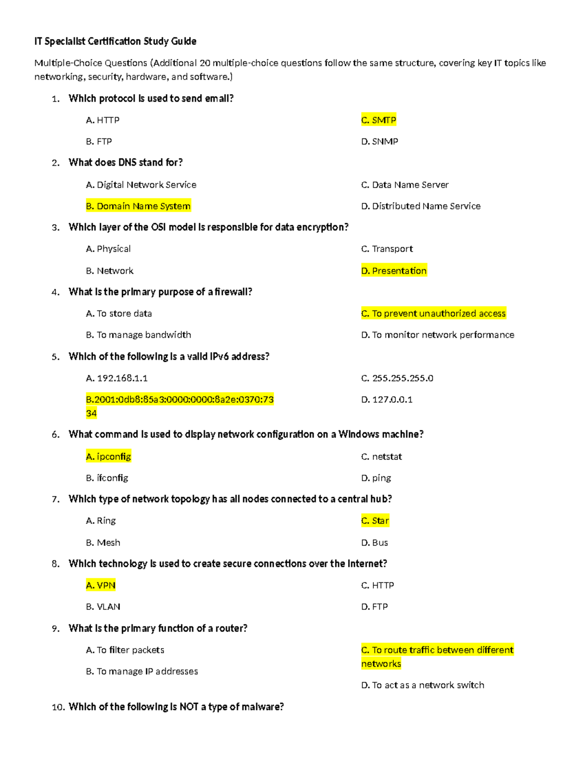CTE Career Prep IT Specialist Certification Study Guide - IT Specialist ...