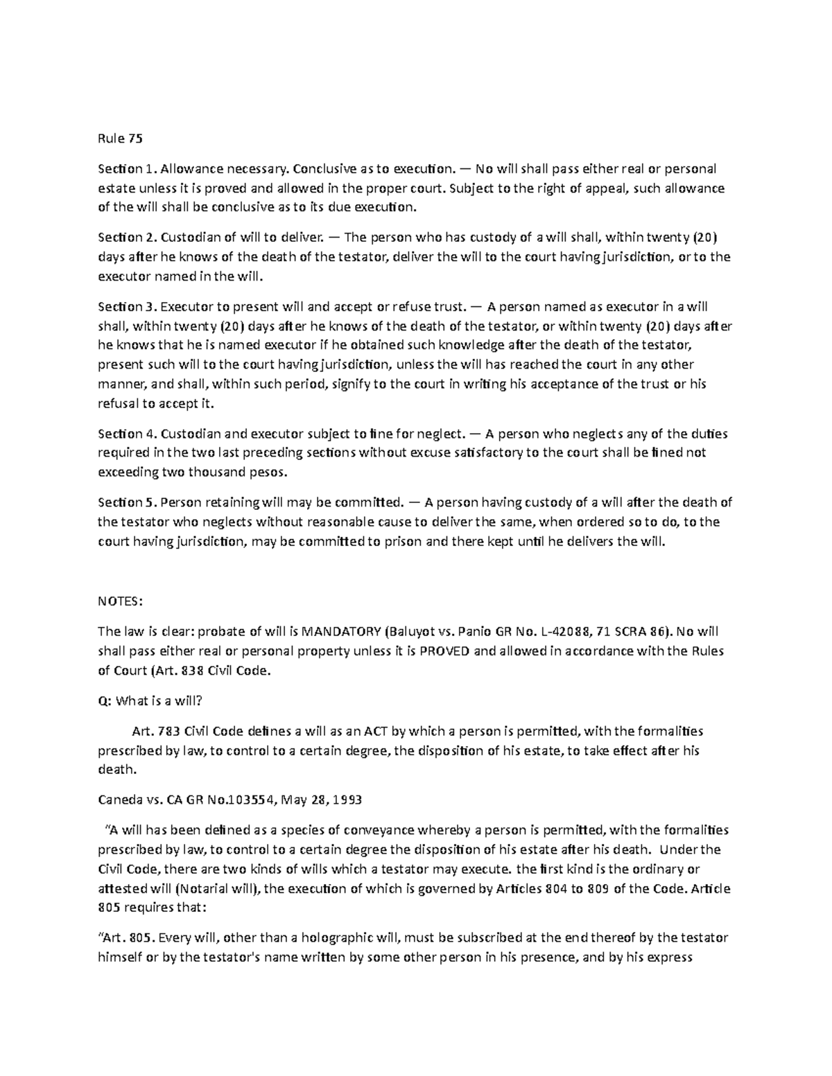 Rule 75-77 - Remedial Law notes - Rule 75 Section 1. Allowance ...