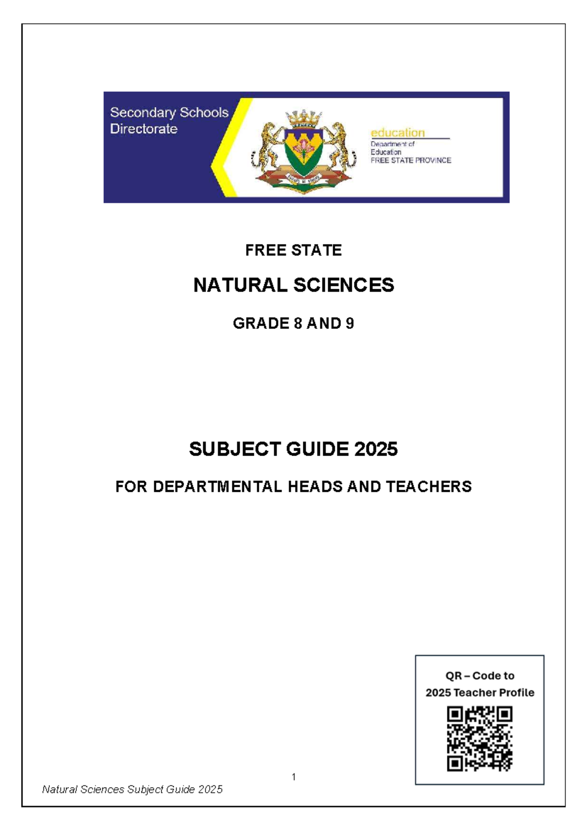 Natural Sciences Gr 8 & 9 Subject Guide 2025: For Teachers & Heads ...