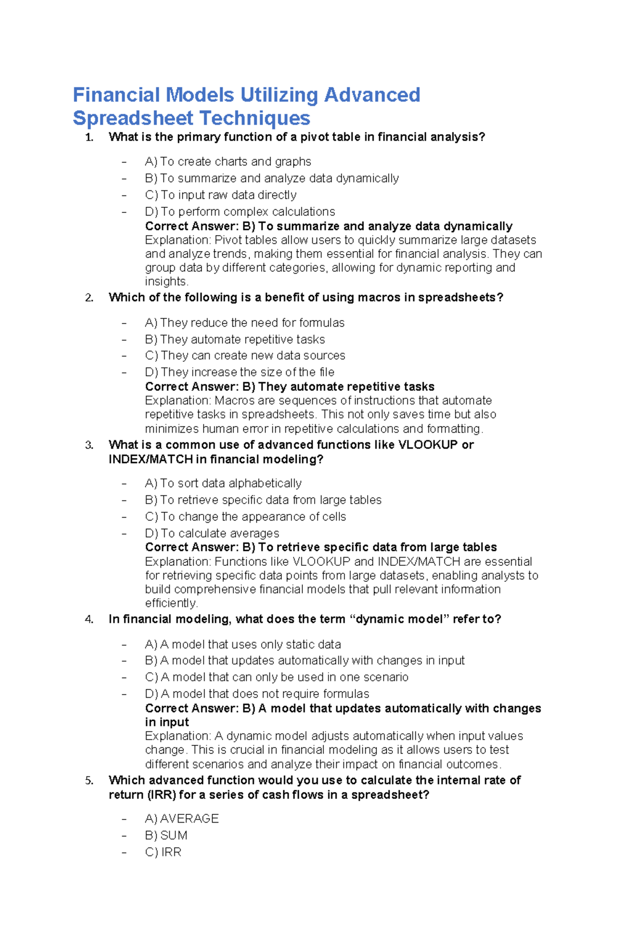 Financial Models Utilizing Advanced Spreadsheet Techniques - What is ...