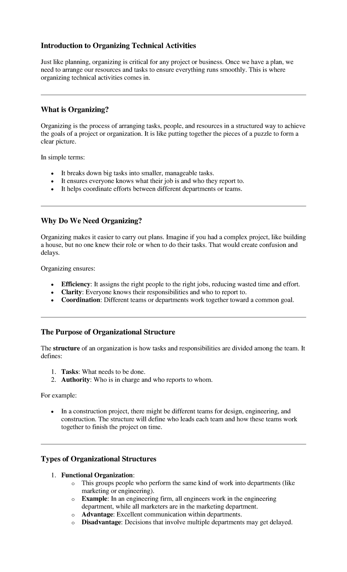 Chapter 4: Organizing Technical Activities in Project Management - Studocu