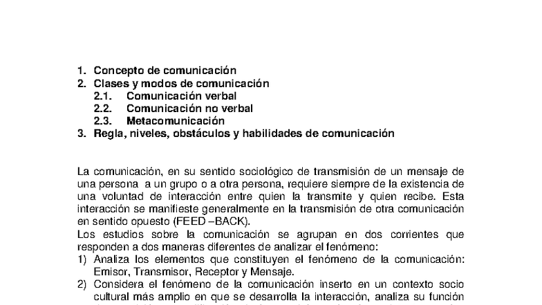 Comunicación: Conceptos, Clases y Habilidades (Curso 1) - Studocu