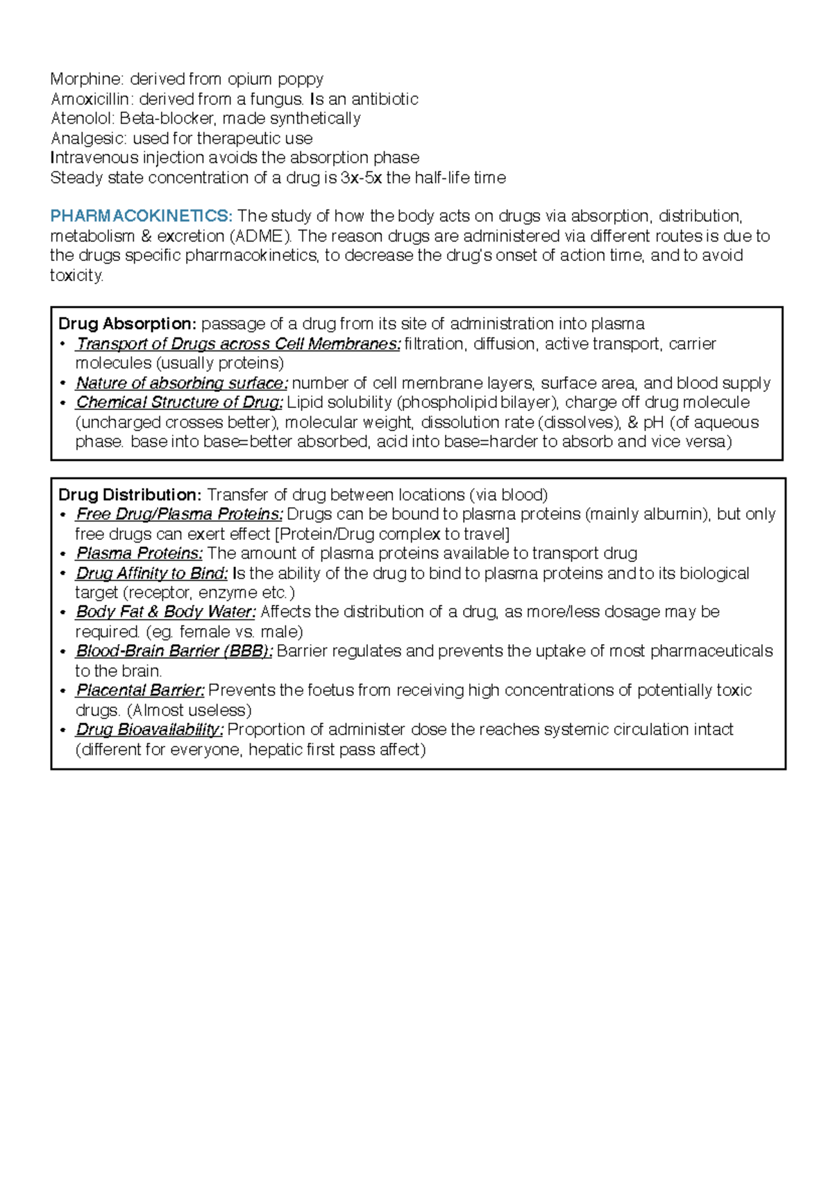 BIOL122 notes - Morphine: derived from opium poppy Amoxicillin: derived ...