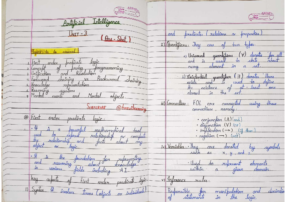 AI UNIT 3: Comprehensive Notes on Predicate Logic & Prolog Programming ...