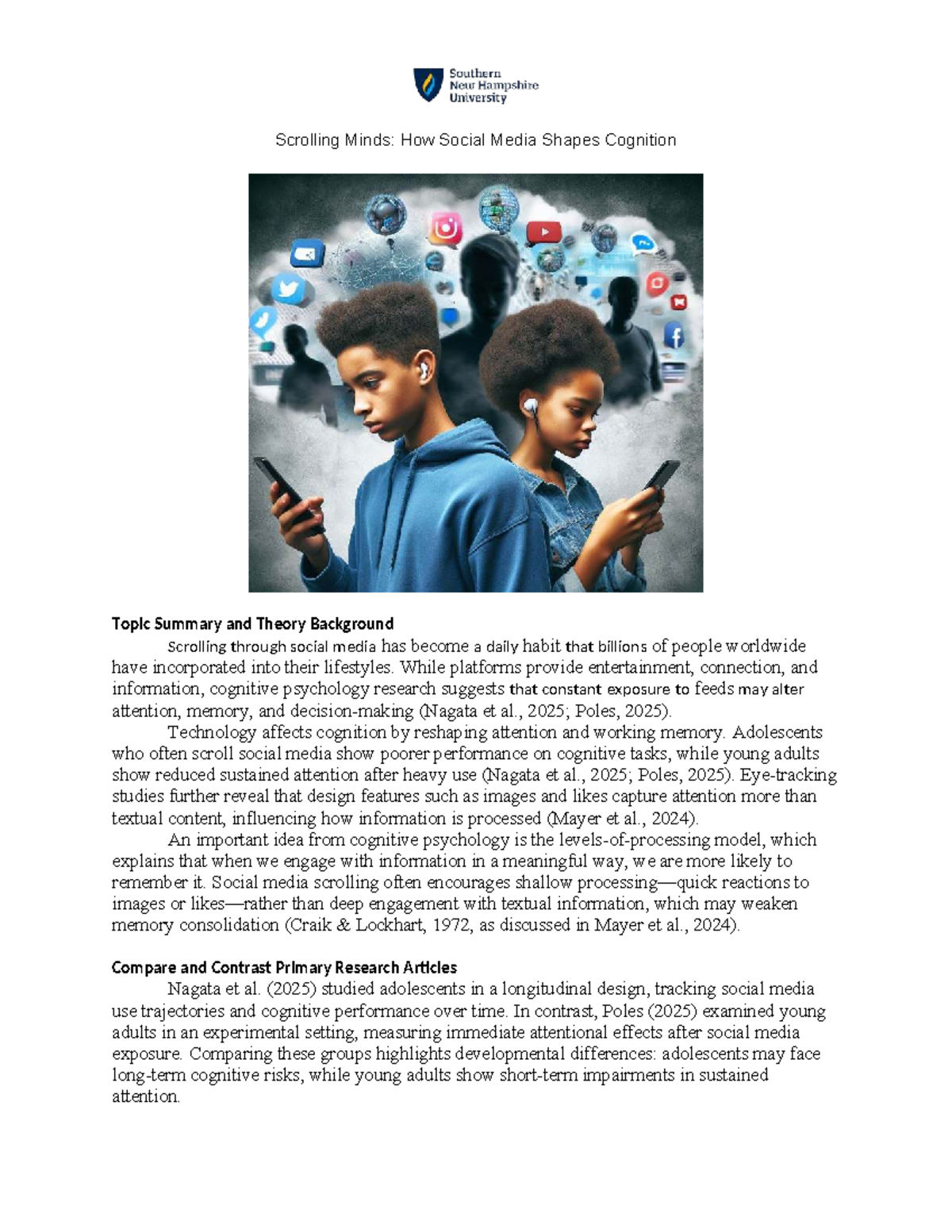 PSY 375 Module Seven Project: Social Media's Impact on Cognition - Studocu