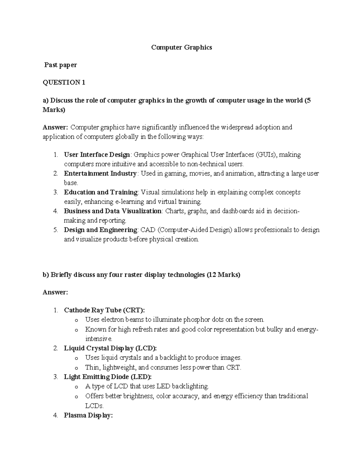 Computer Graphics - Summary Information Technology - Computer Graphics ...