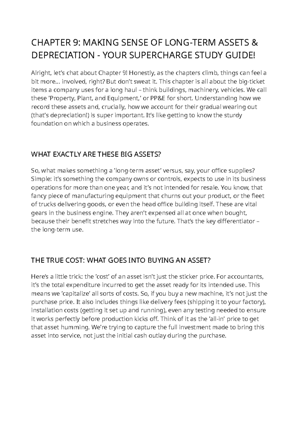 CHAPTER 9: UNDERSTANDING ASSET DEPRECIATION - STUDY GUIDE - Studocu