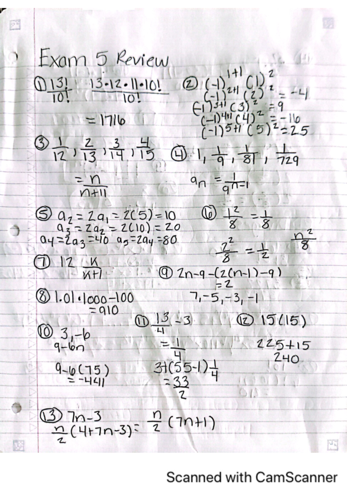 Exam 5 Review Homework for Advanced Mathematics - Studocu