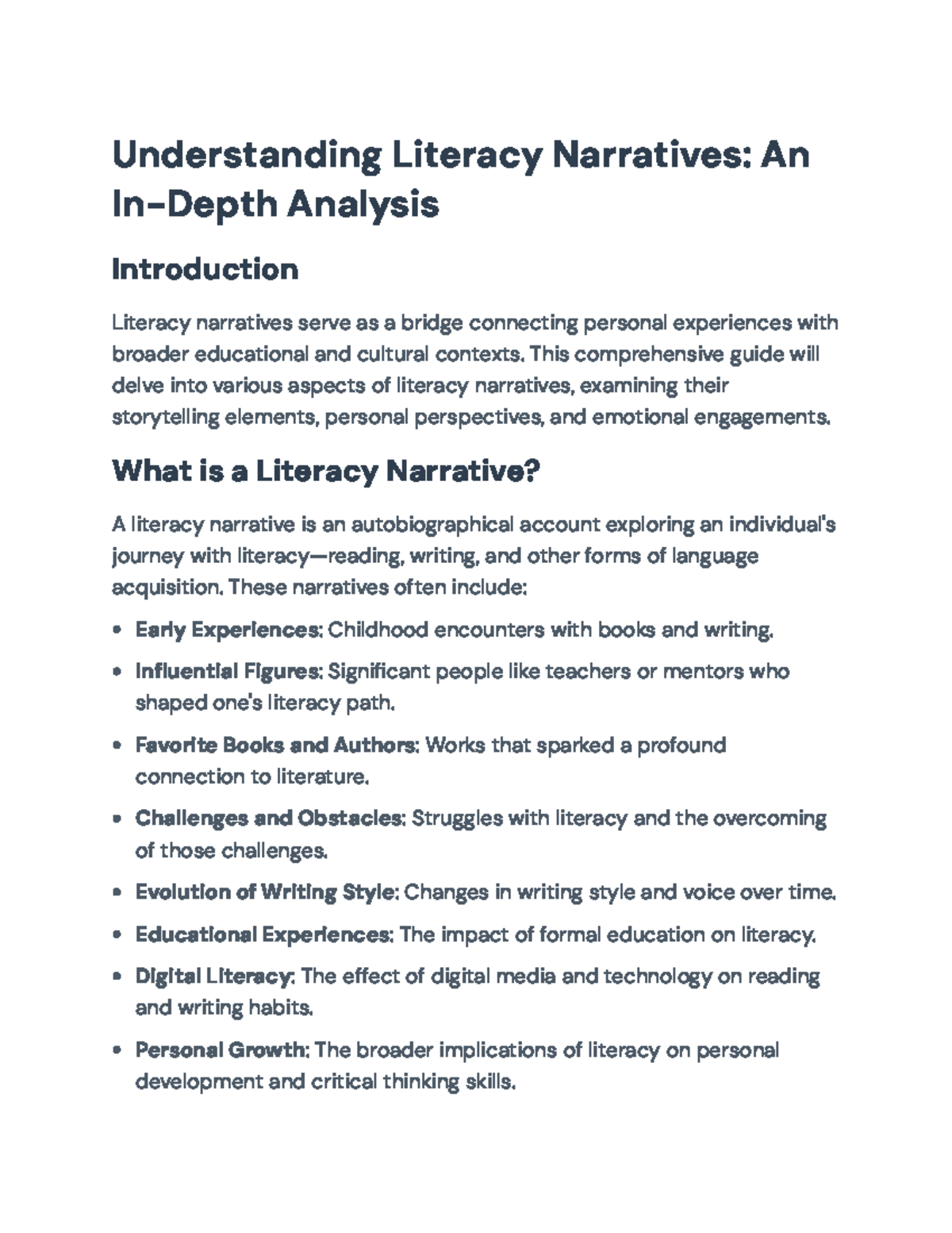 ENG 101: Understanding Literacy Narratives - An In-Depth Analysis ...