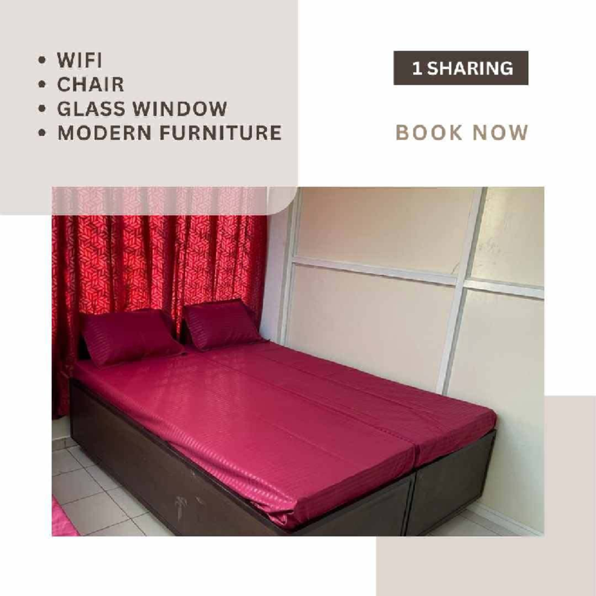 WIFI 1 Sharing Chair & Glass Window Modern Furniture Booking Guide ...