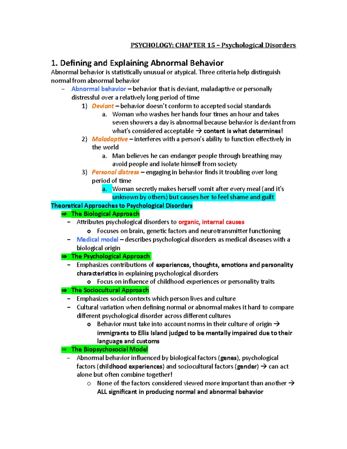 Chapter 1 Notes- Psych Intro - PSYCHOLOGY: CHAPTER 1 – What is ...