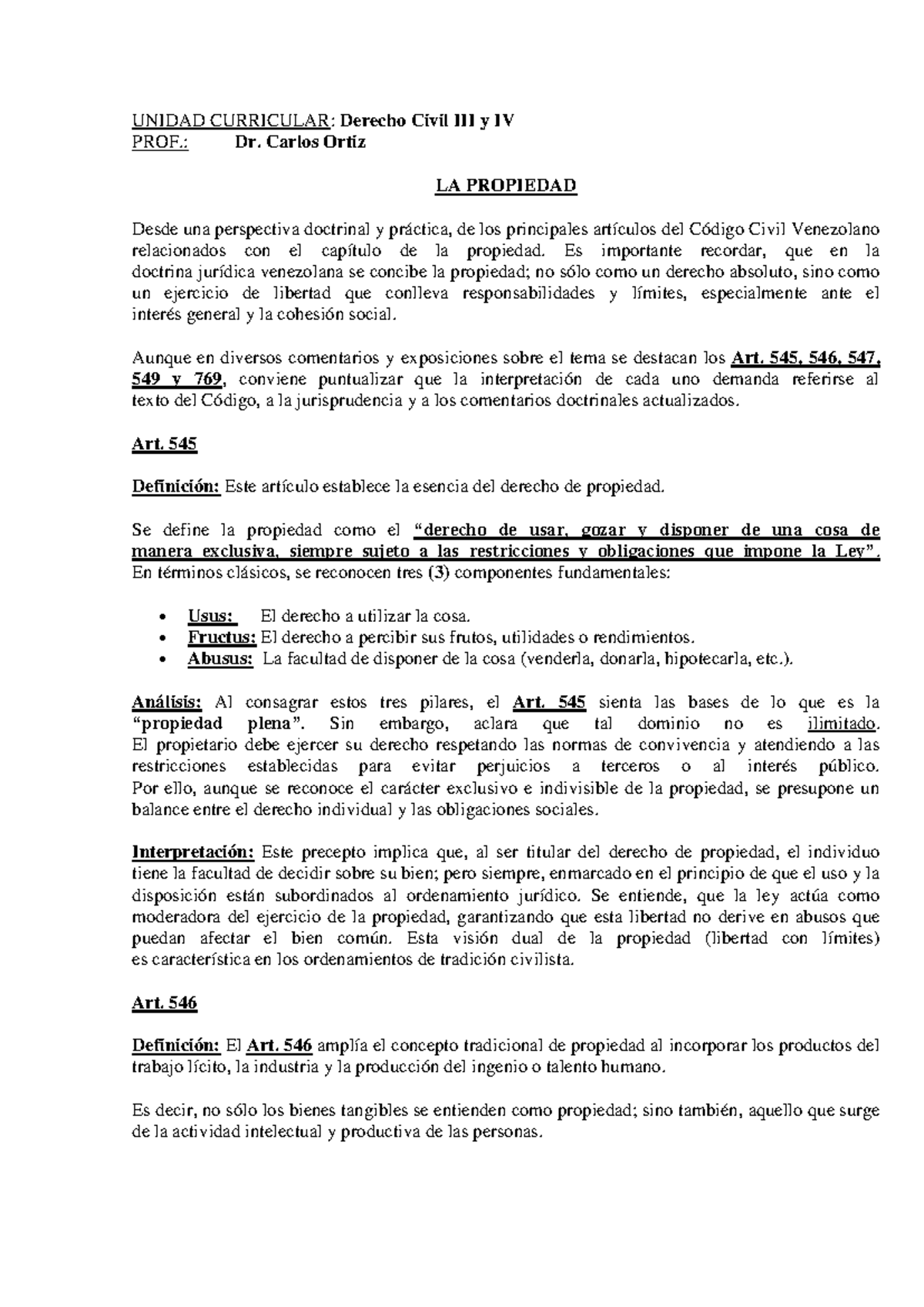 LA PROPIEDAD EN EL CÓDIGO CIVIL VENEZOLANO: ANÁLISIS Y ARTÍCULOS CLAVE ...