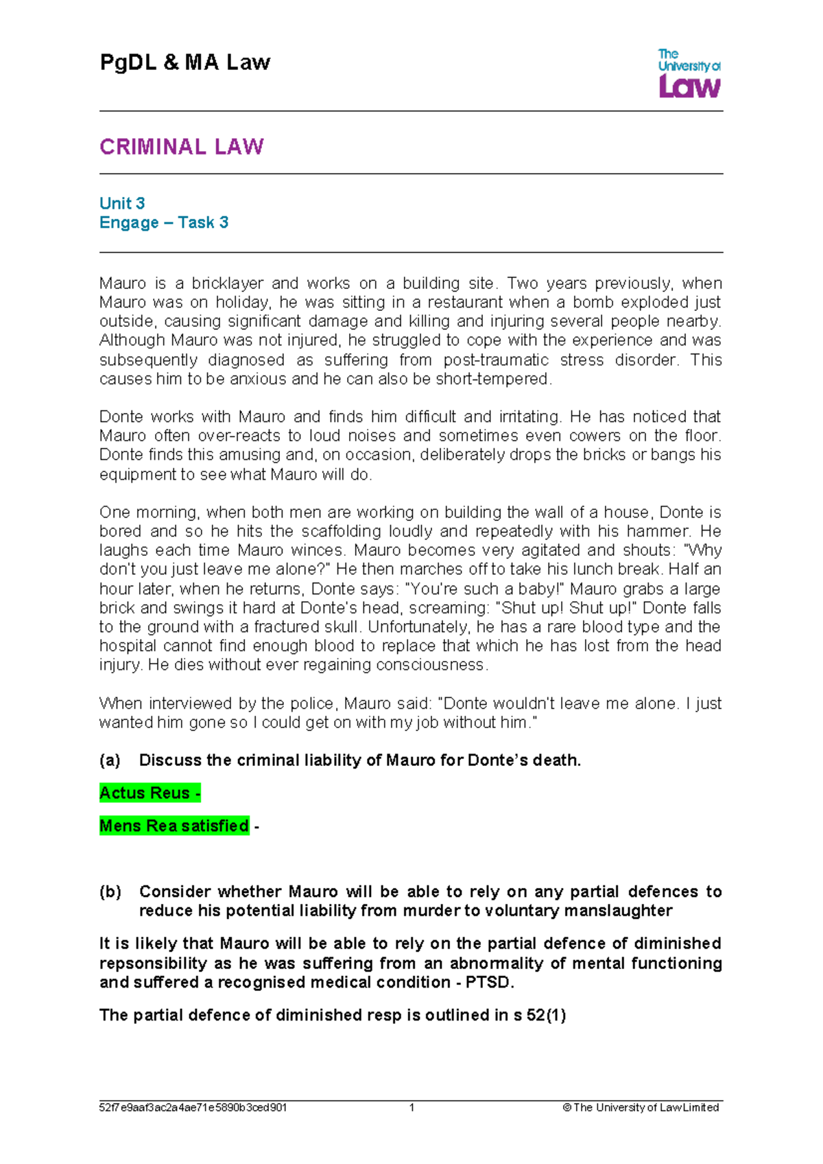 2324 pgdlma crim u03 ce01 engage 3 attendance - PgDL & MA Law CRIMINAL LAW Unit 3 Engage – Task ...