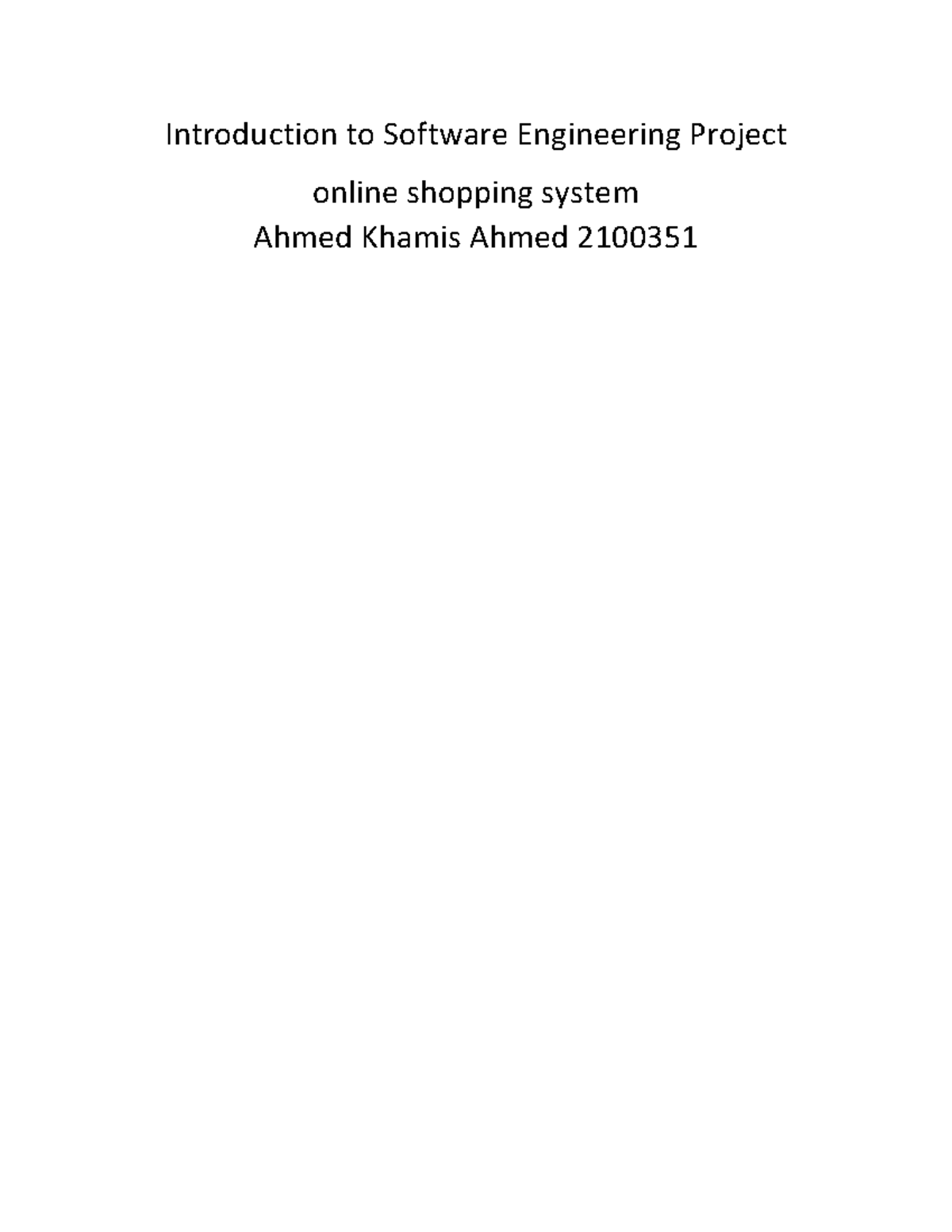 Introduction to Software Engineering Project: Online Shopping System ...