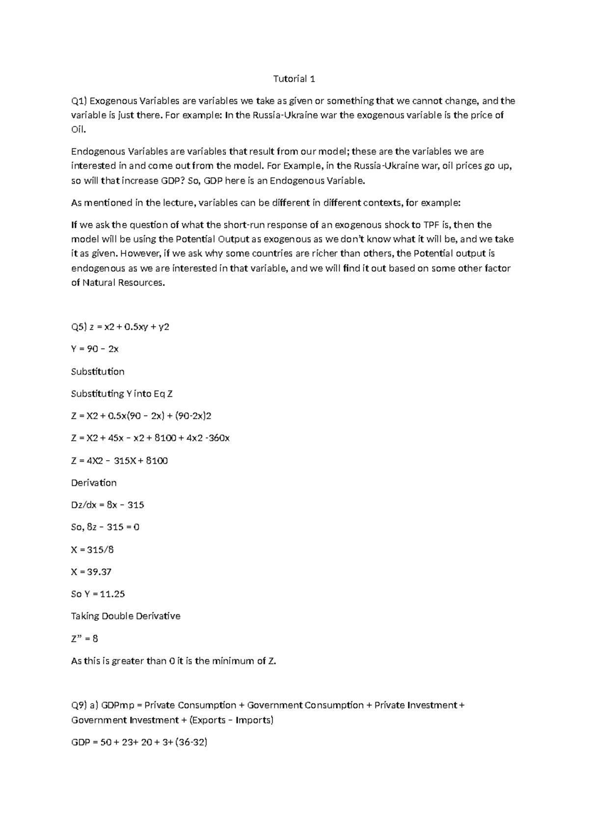 Econ 2 Tutorial 1: Understanding Exogenous and Endogenous Variables ...