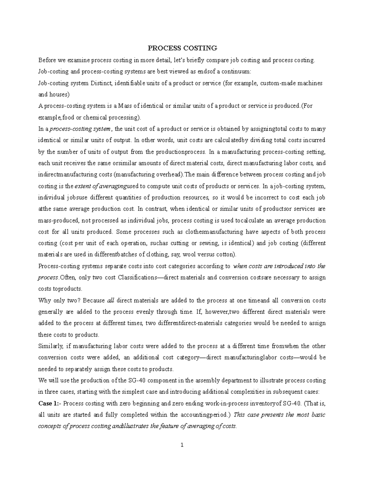 Chapter 3 Part II - Process Costing: Concepts and Cases Explained - Studocu
