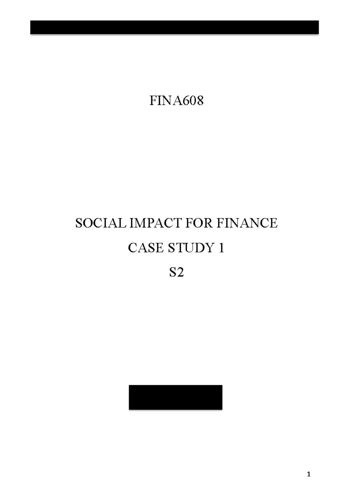 FINA608 Social Impact for Finance Case Study 1 Analysis - Studocu