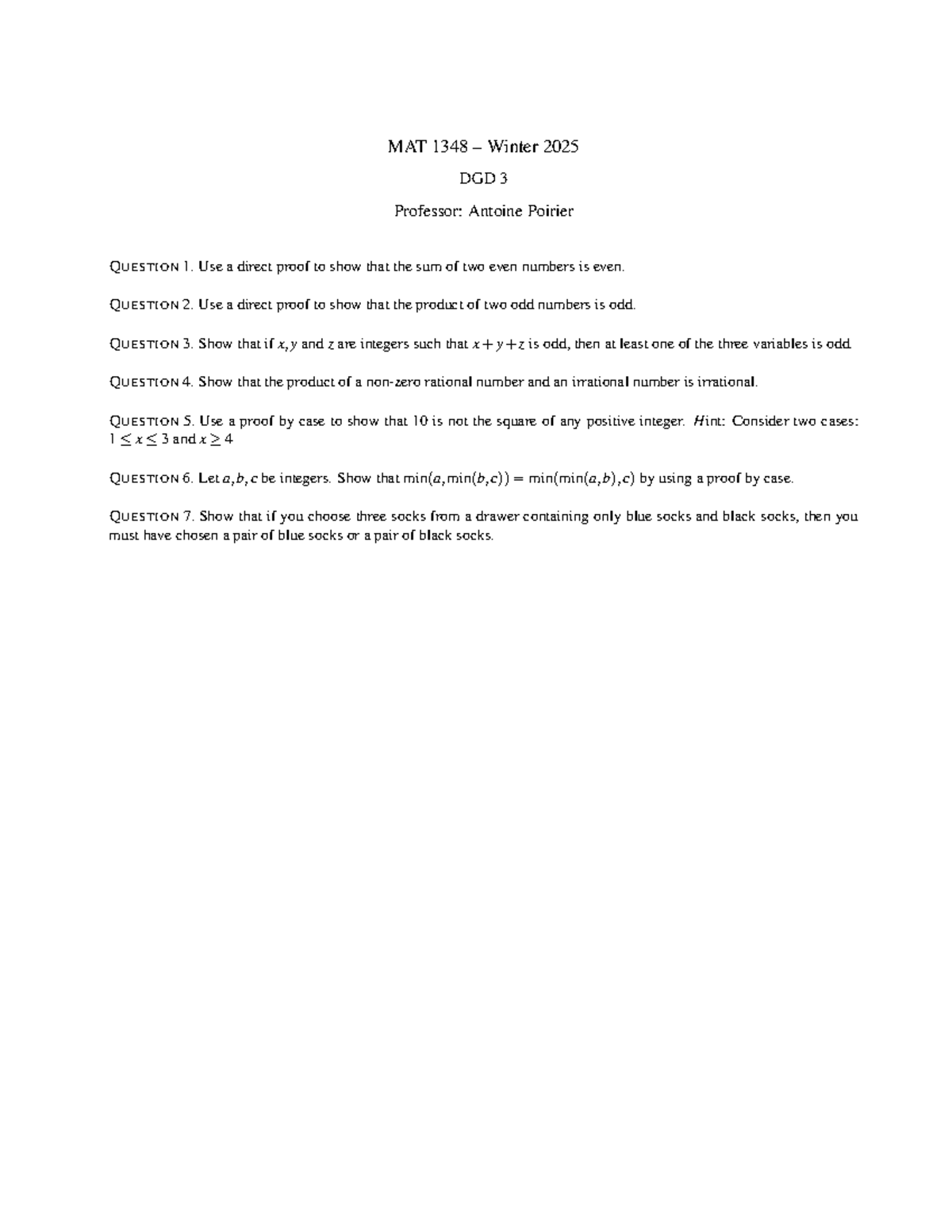 DGD3 - DGD question for this week - MAT 1348 – Winter 2025 DGD 3 Professor: Antoine Poirier ...