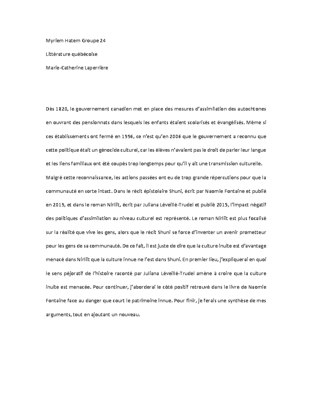 Texte shuni vs nirliit - meric - Myriem Hatem Groupe 24 Littérature ...