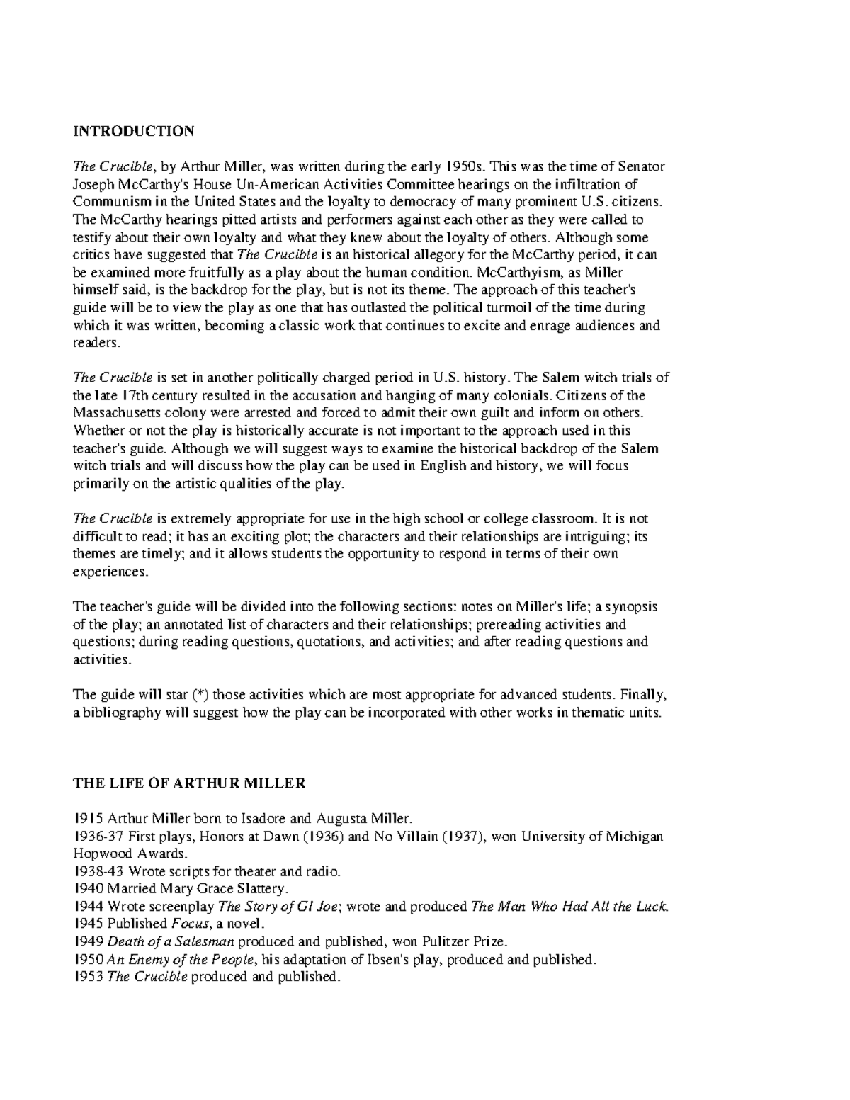 The Crucible (ENG 101): A Comprehensive Study Guide and Analysis - Studocu