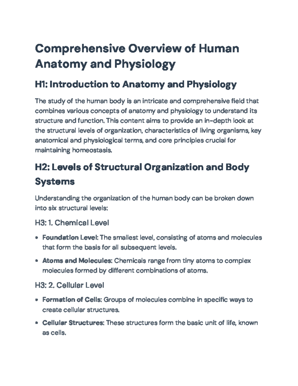 Comprehensive Overview of Human Anatomy & Physiology (BIO101) - Studocu