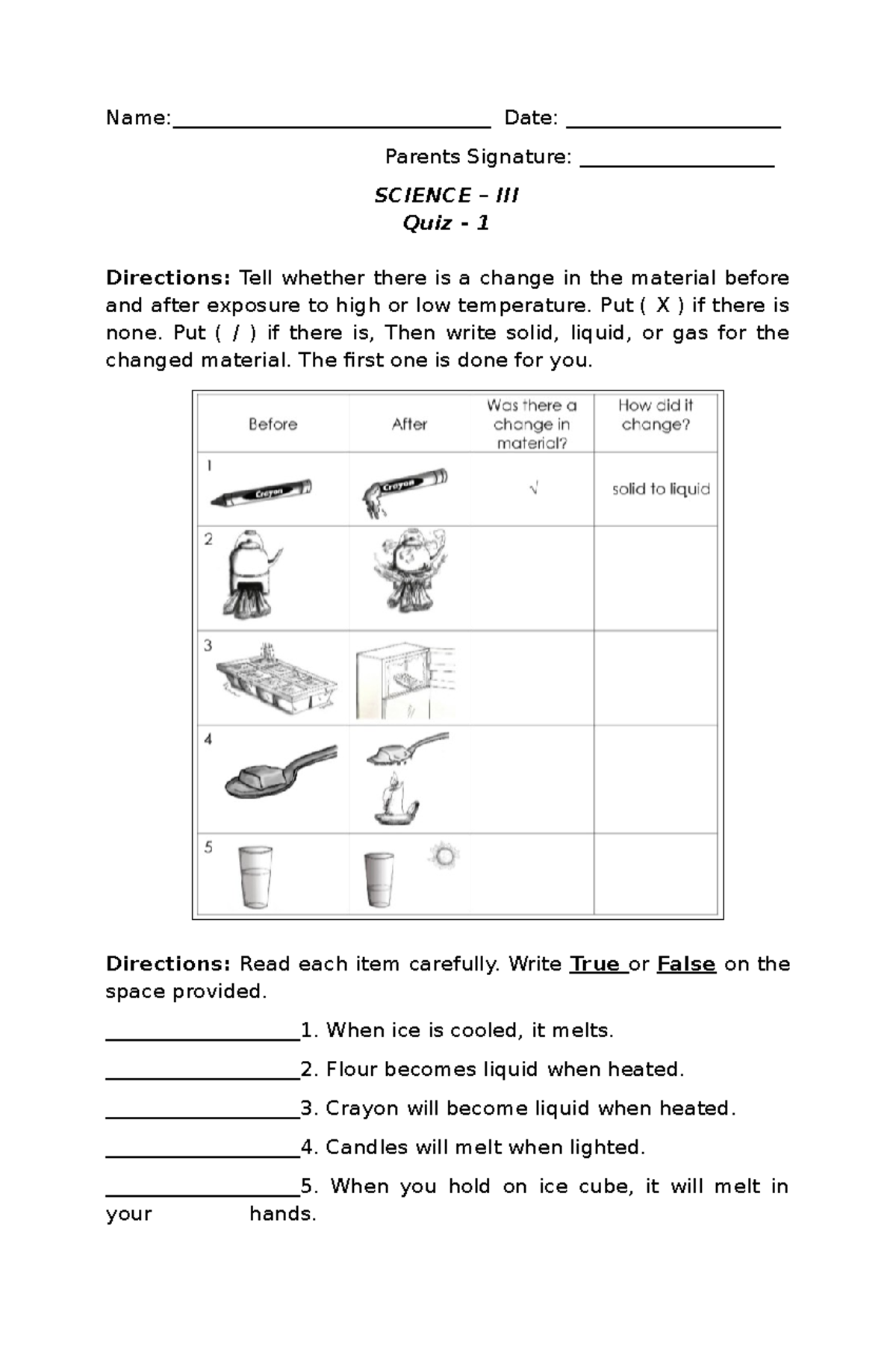 Science AND MATH QUIZ 1 - Name:_______________________________ Date