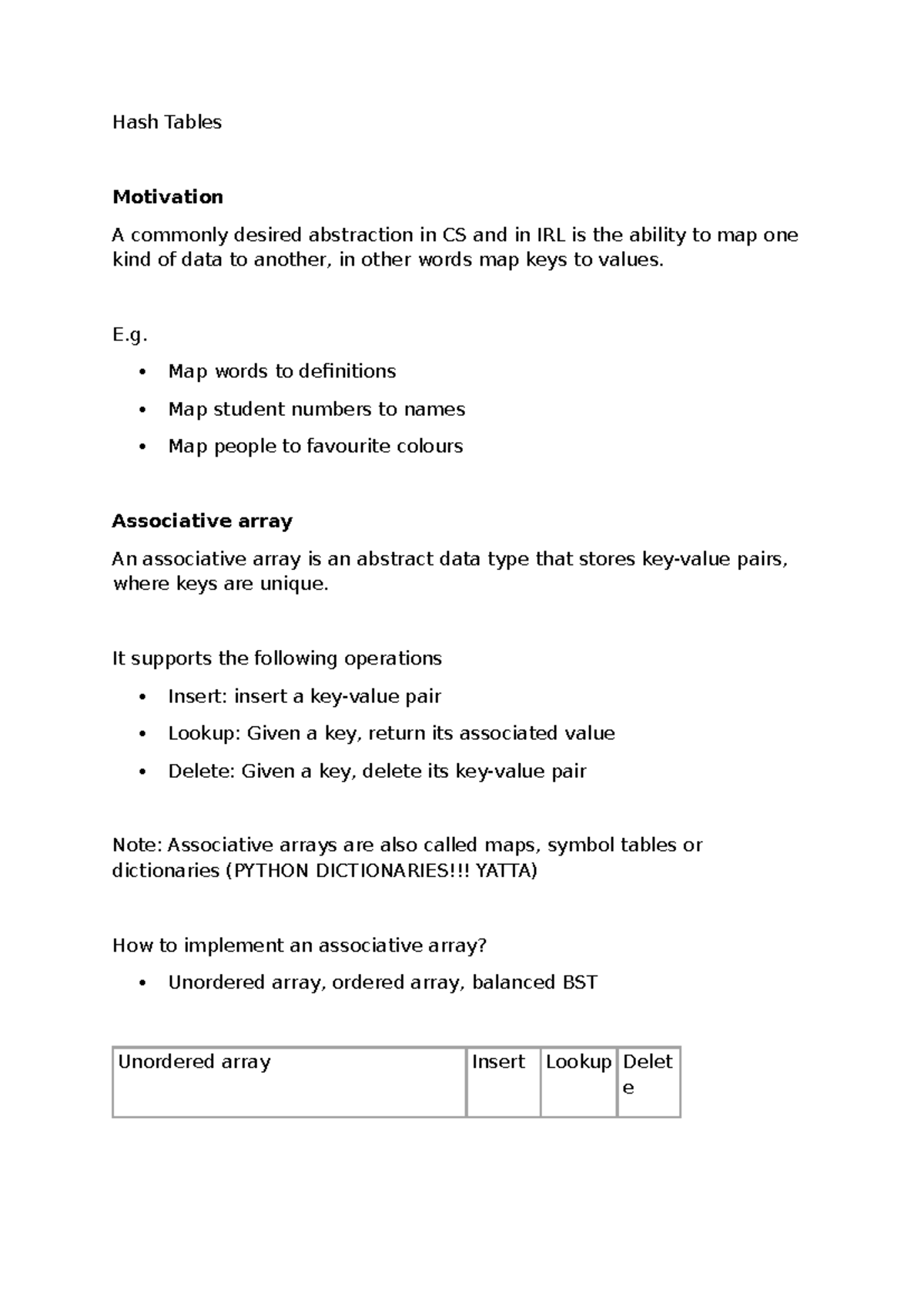 Hash Tables: Implementation, Collision Resolution, and Performance (CS ...