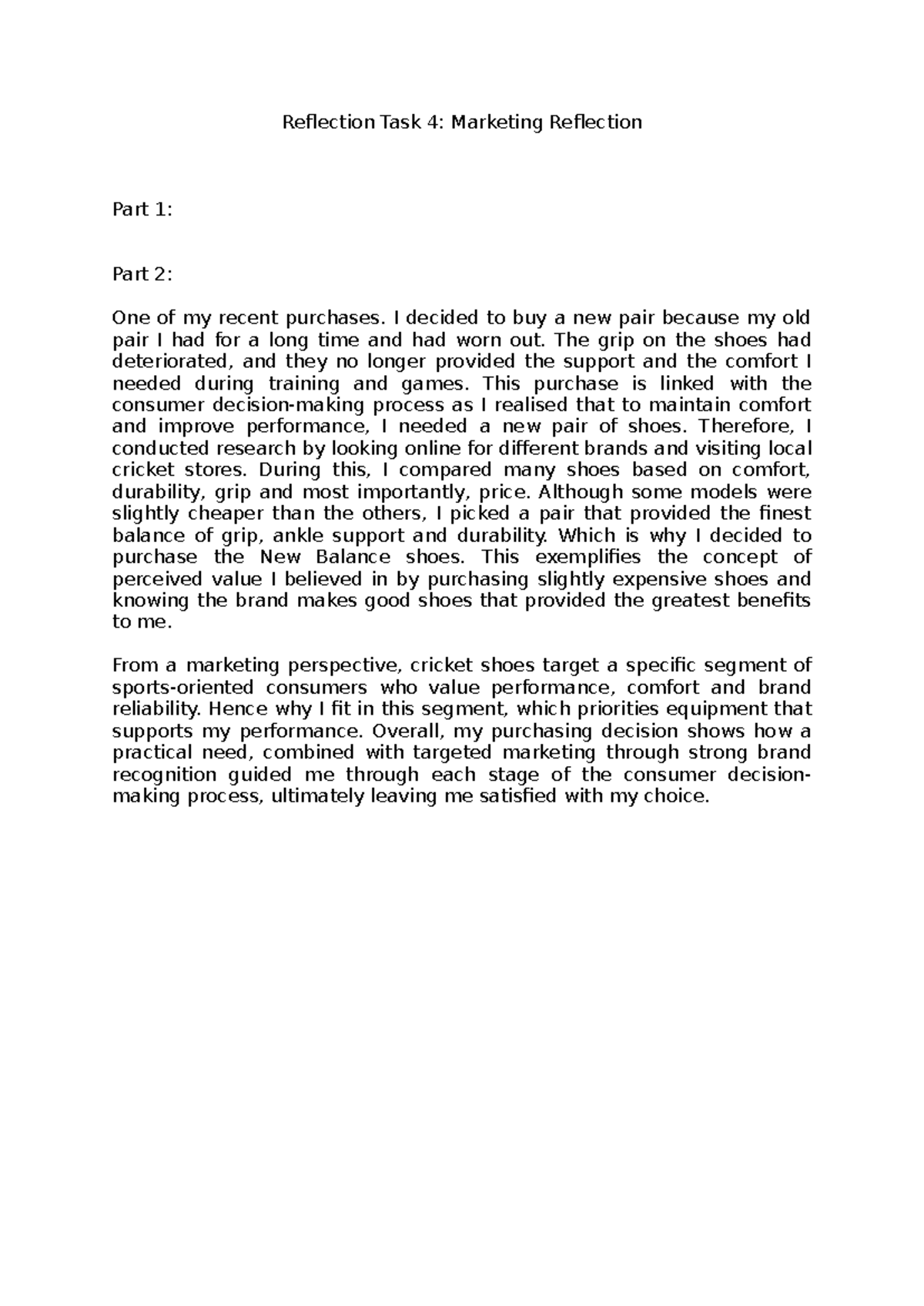 Reflection Task 4: Marketing Insights on Consumer Decision-Making - Studocu