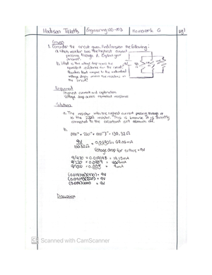 Engineering 120 - Homework 5: Circuit Analysis and Current Calculations ...