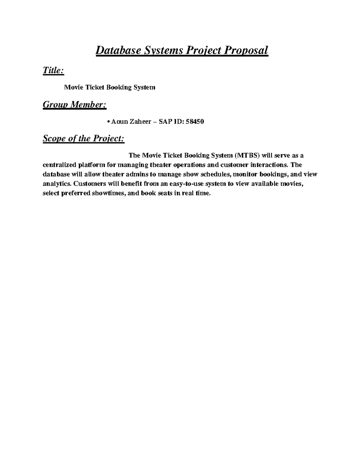 Database Systems Project Proposal pre valvualtion - Database Systems ...