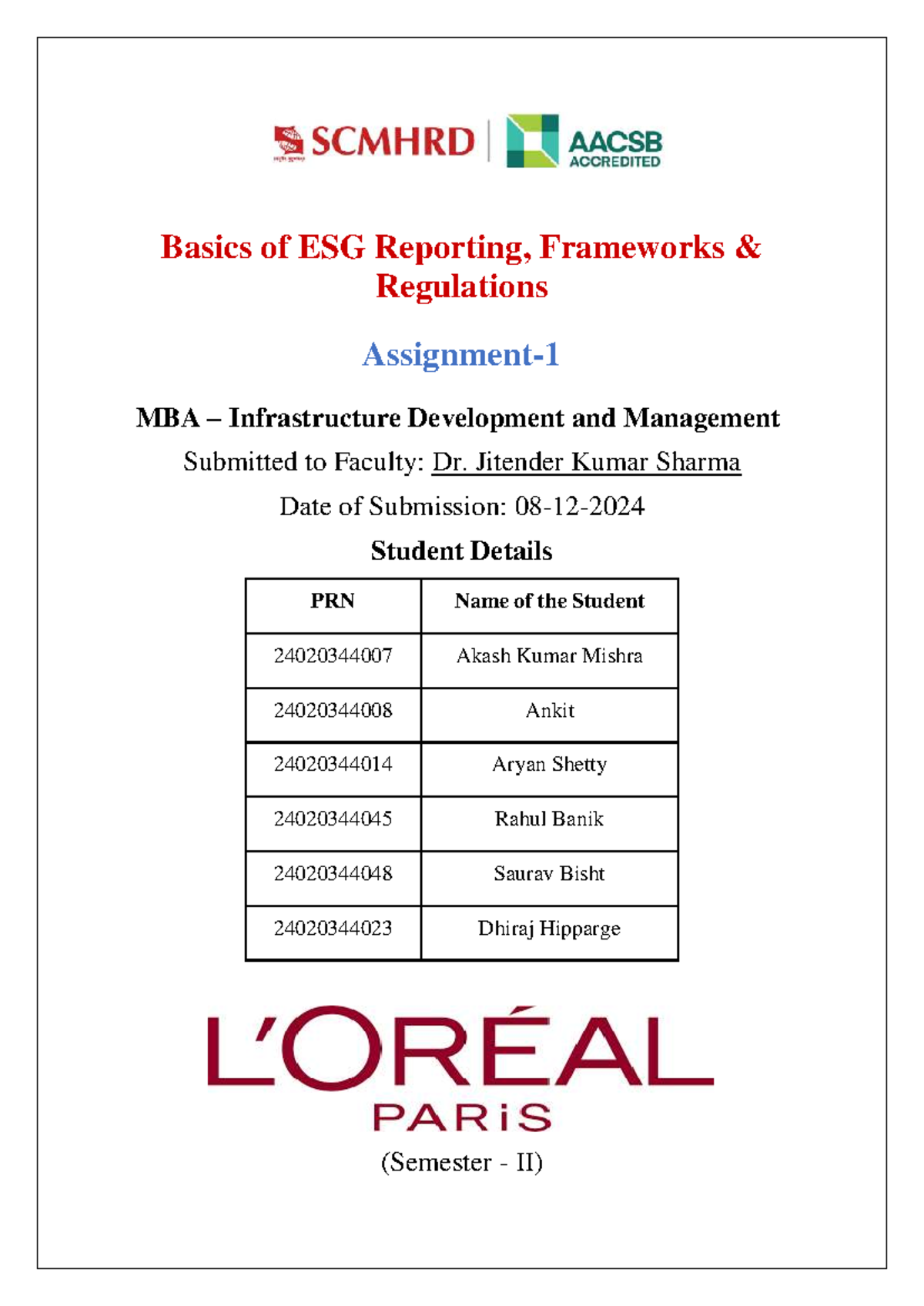 MBA Infrastructure Development and Management: ESG Reporting Basics ...