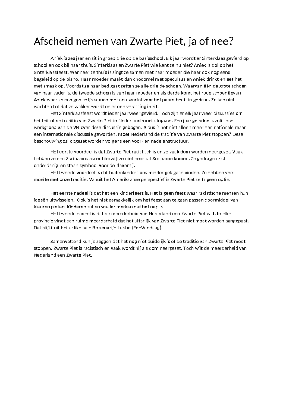 1451826003 Beschouwing: Zwarte Piet Traditie - Voor- en Nadelen ...