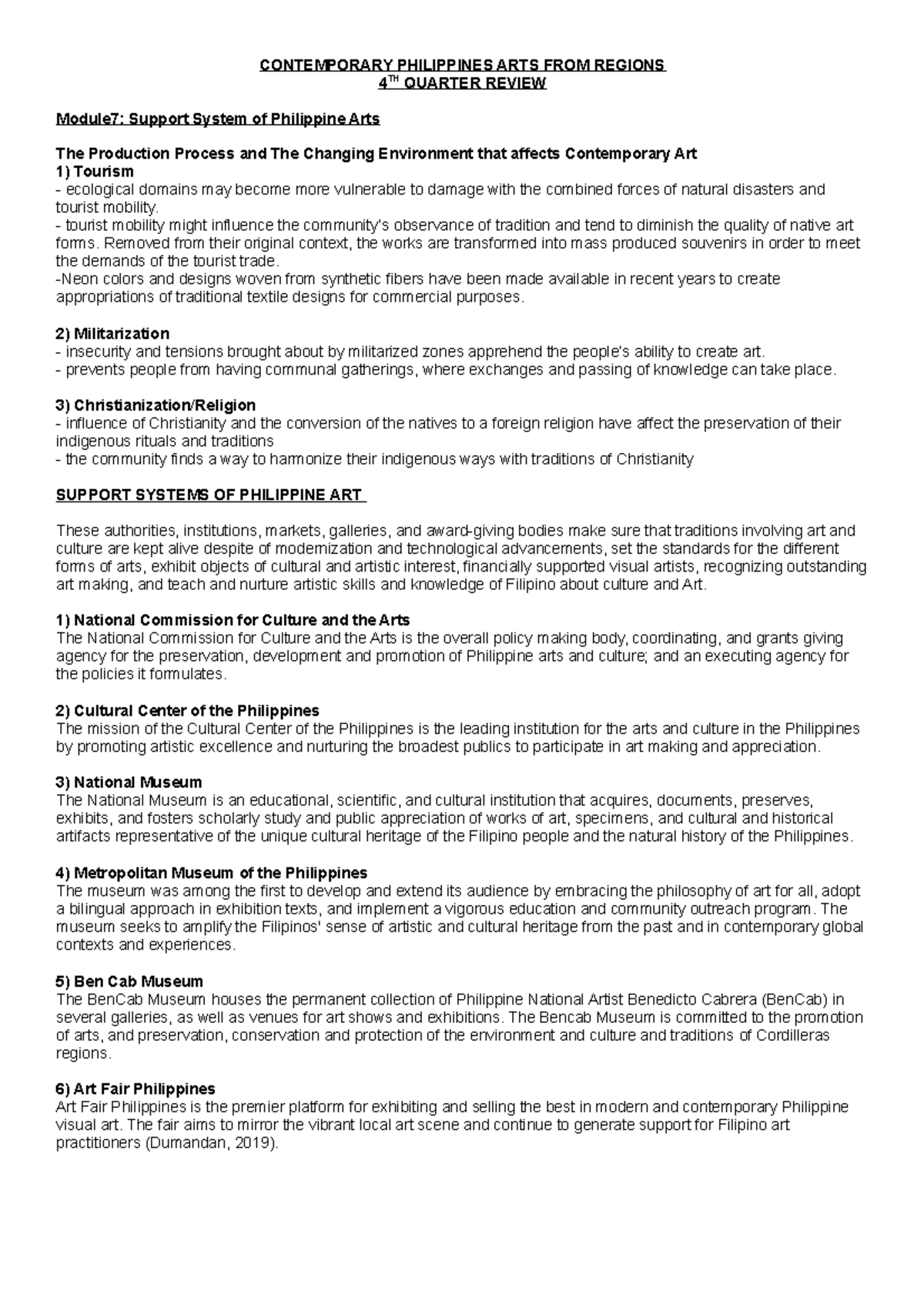 CPAR-4TH-Quarter-Review: Philippine Arts Support Systems & Techniques ...