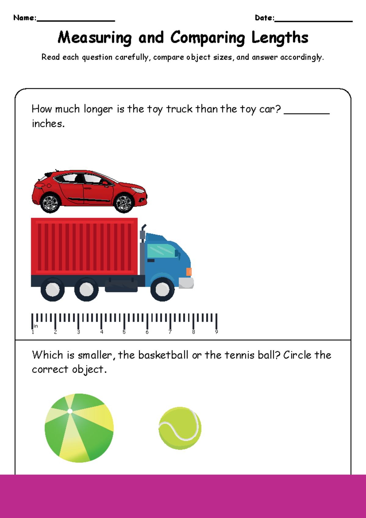 Comparing Lengths - 2nd Grade Math Worksheet - Studocu