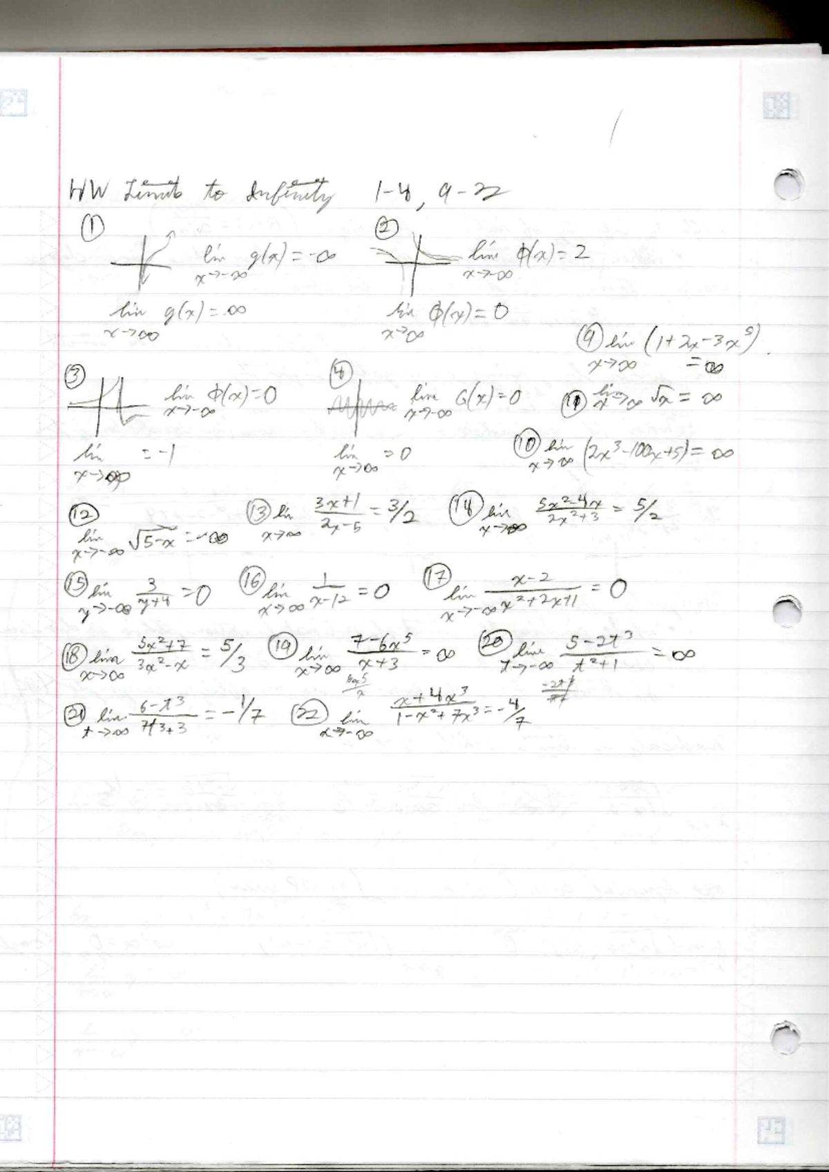 Limits to Infinity - M HW for Course HHS - Studocu