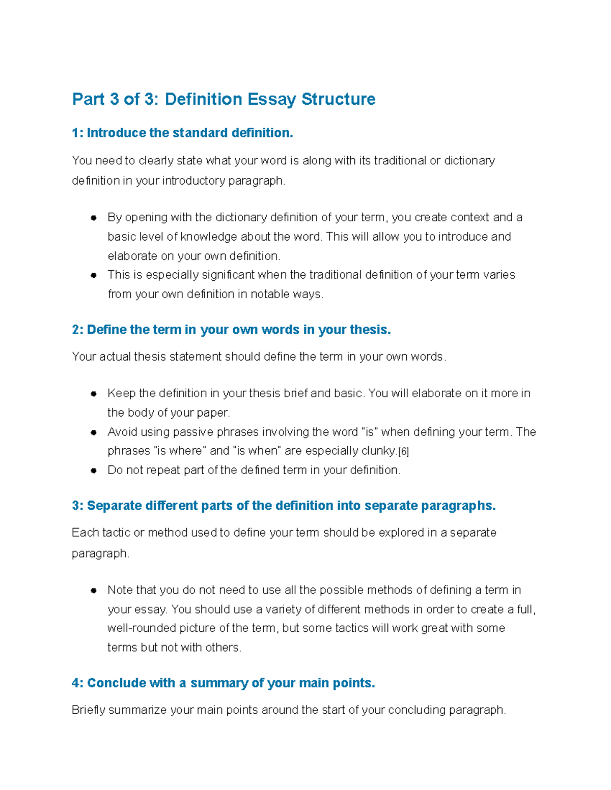 Definition Essay Structure Guide - Part 3 of 3 - Studocu