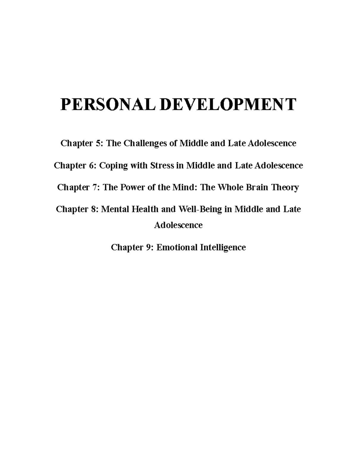 Personal Development - PERSONAL DEVELOPMENT Chapter 5: The Challenges ...