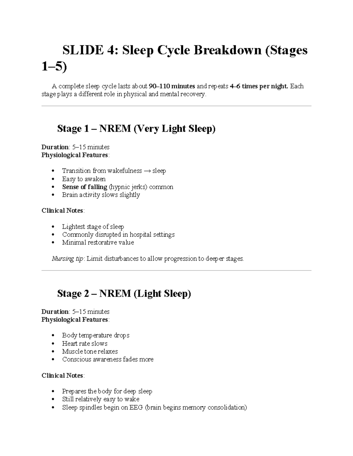 SLIDE 4: Sleep Cycle Breakdown and Its Stages Explained - Studocu