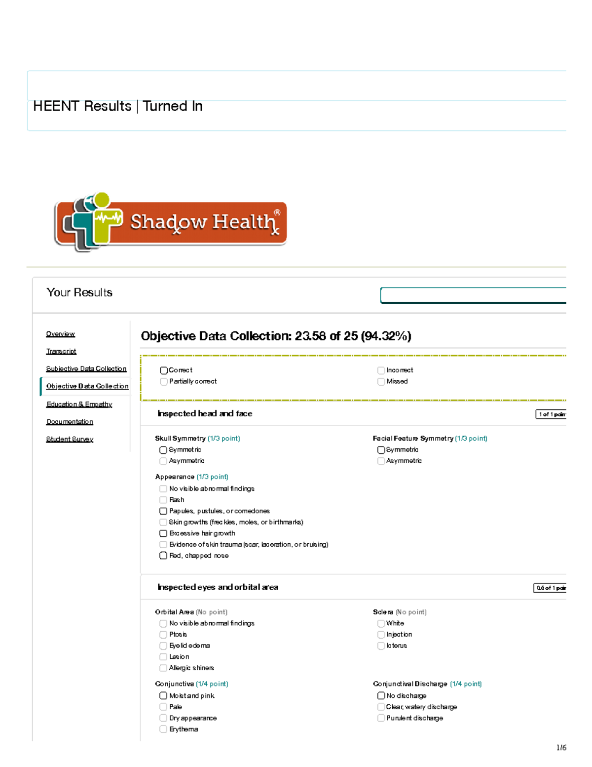 HEENT Objective Data for Shadow Health Case: Tina Jones Analysis - Studocu