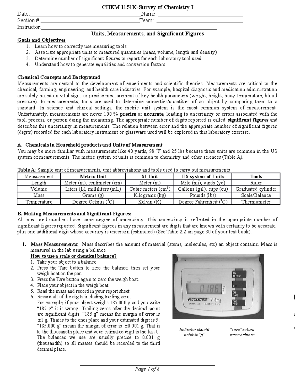 Wk2 - Lab 1: Understanding Units, Measurements & Significant Figures ...