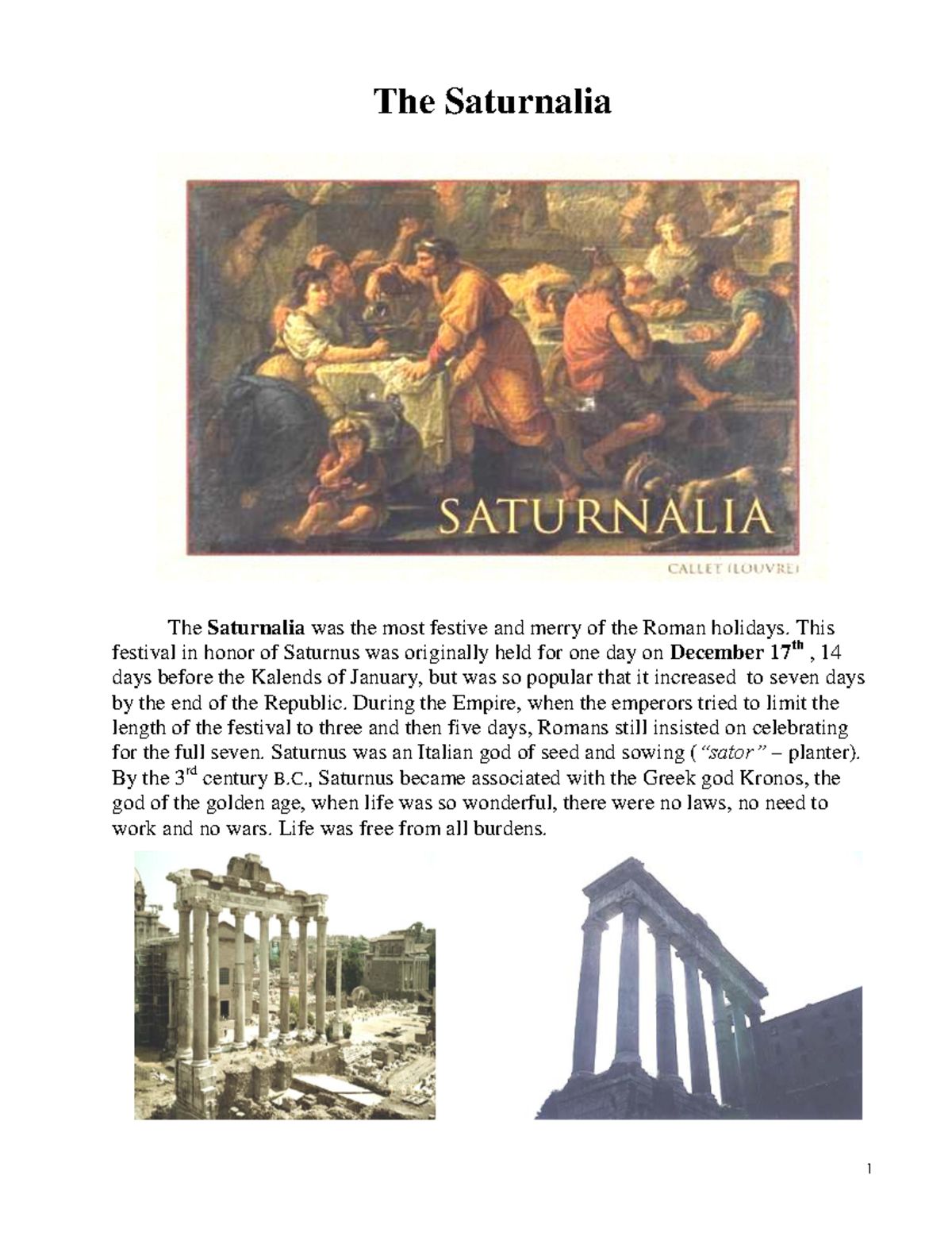 Saturnalia Celebration: A Festive Roman Tradition - Studocu
