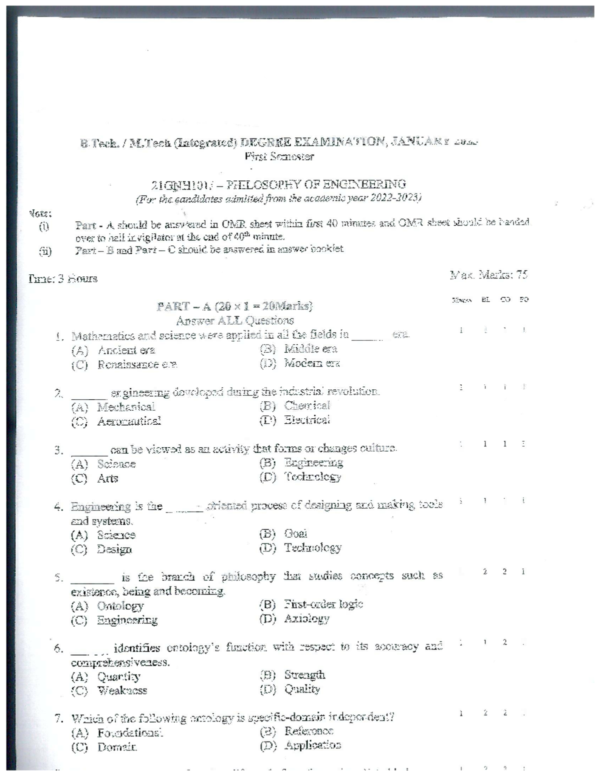 21GNH101J Semester Question Paper 2022-2023 - Studocu