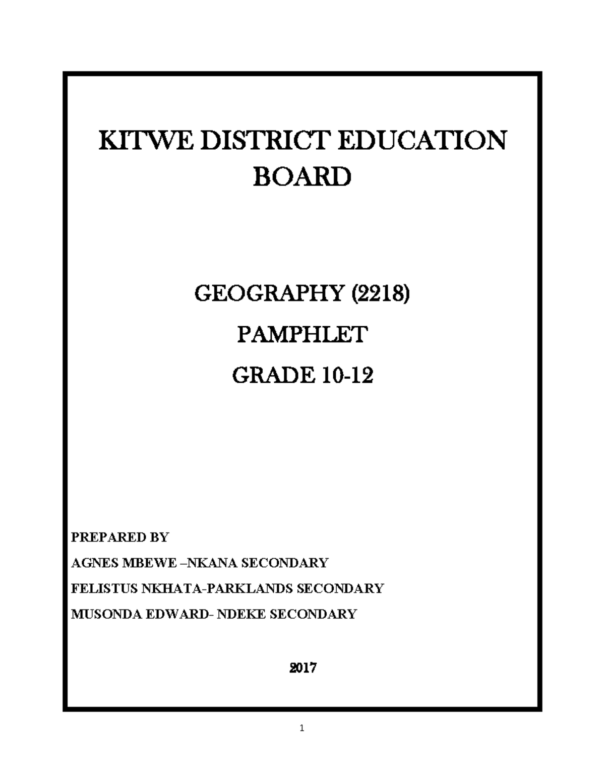 Geography Pamphlet G10: Key Concepts and Topics Overview - Studocu