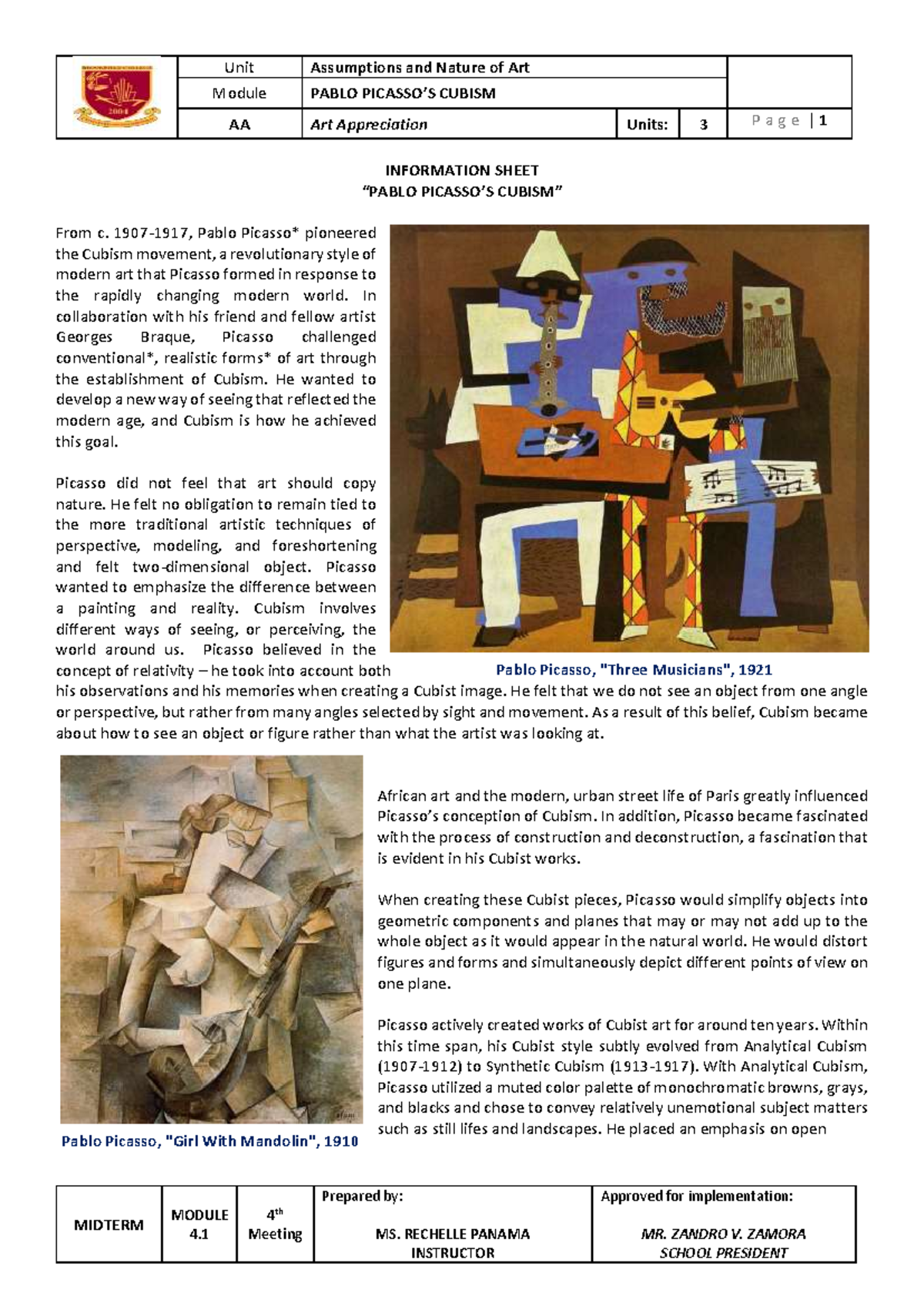 AA-M4 - Art Appreciation - Unit Assumptions and Nature of Art Module ...