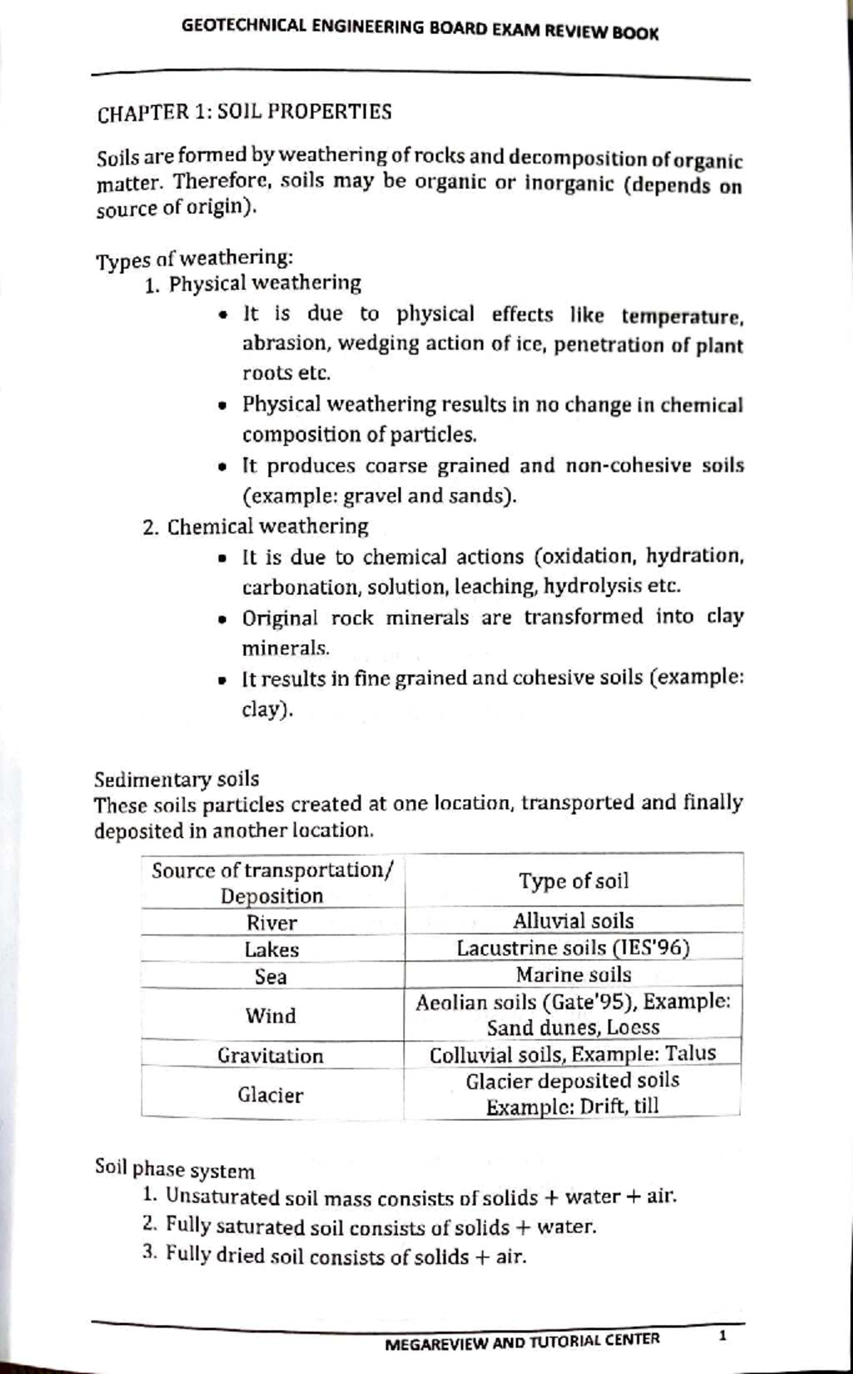 GEOTECHNICAL ENGINEERING BOARD EXAM REVIEW BOOK: CHAPTER 1 - SOIL PROPERTIES - Studocu