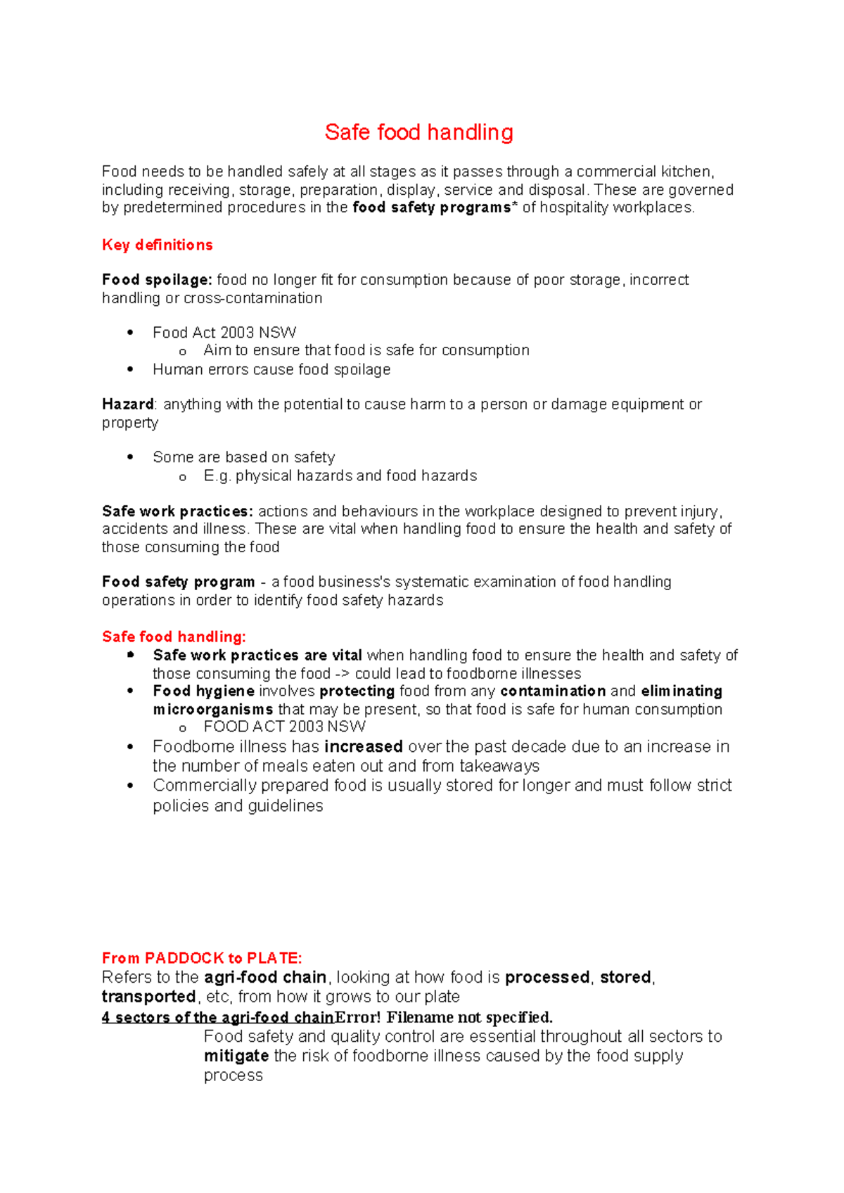 Safe Food Handling Practices: A Guide for Hospitality (FNSB) - Studocu