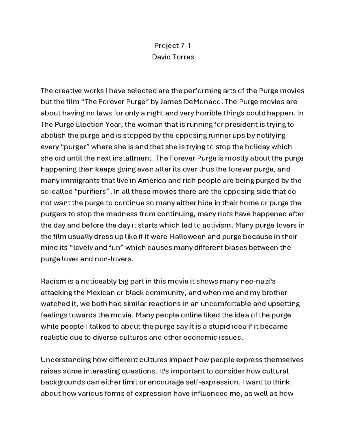 7-1 Project submission - Project 7- 1 David Torres The creative works I ...